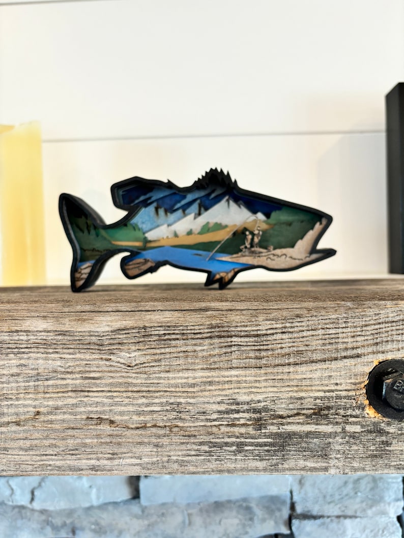 Walleye Fishing 3D Wood Art / 3D Fly Fish Layer / Camping Mandala Wall ...