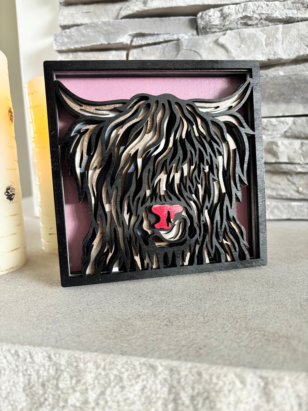 Highland Cow 3D Wood Art / 3D Barnyard Layer / 3D Cow Ranch Wall Art ...
