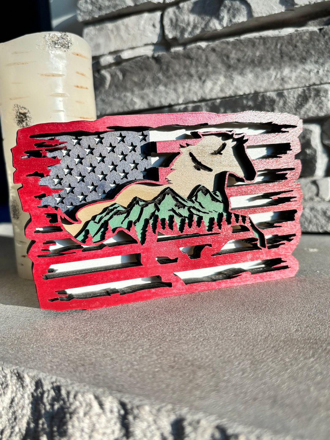 Flag Horse 3D Wood Art / 3D Riding Layer / Horseback Mandala Wall Art ...