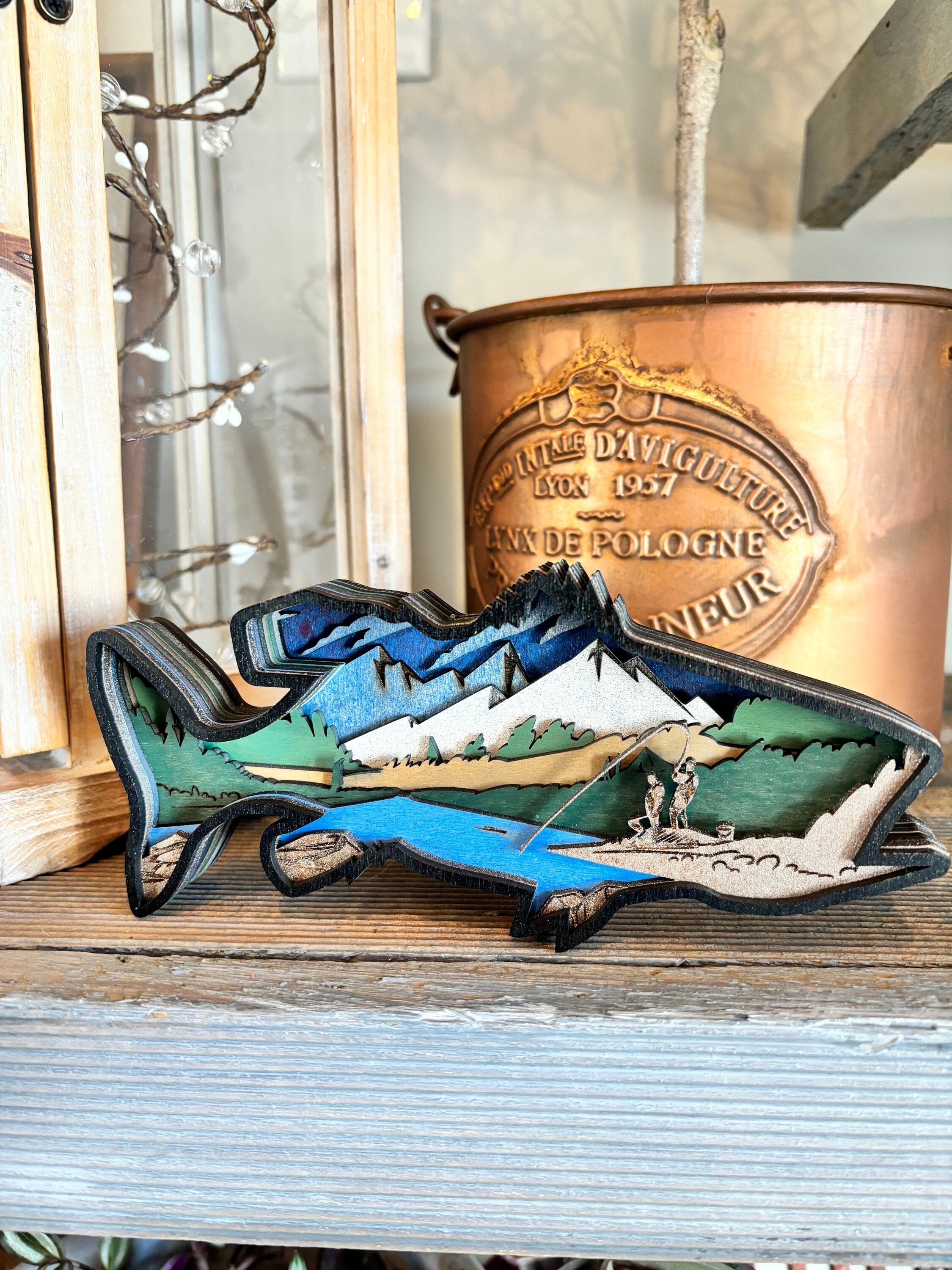 Walleye Fishing 3D Wood Art / 3D Fly Fish Layer / Camping Mandala Wall ...