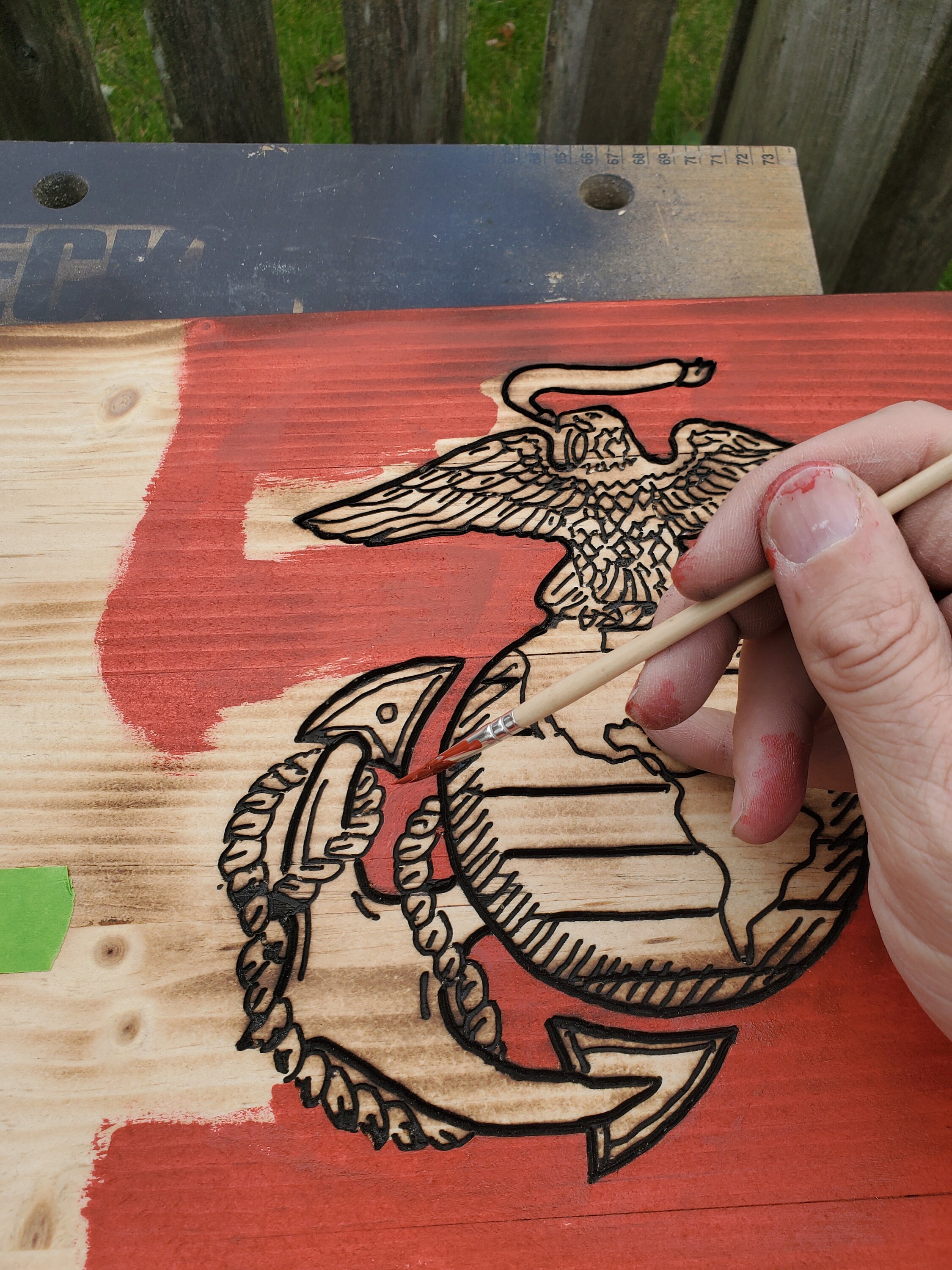 American & USMC Wooden Flag - Etsy