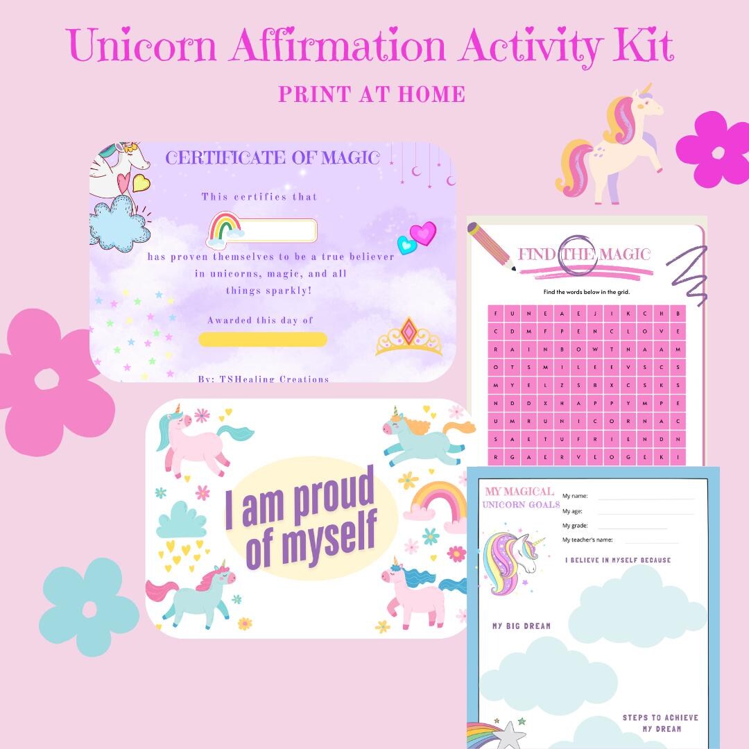 Unicorn Affirmation Activity Kit | Girl Ages 3-8 | Preschool Learning ...