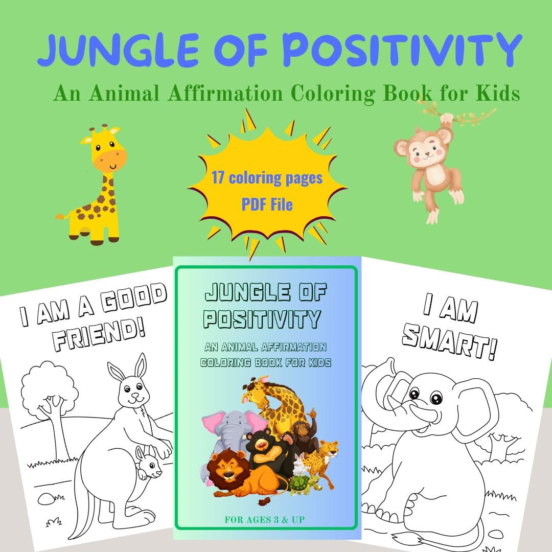 Animal Jungle Affirmation Kid Coloring Book | Printable Coloring Pages ...