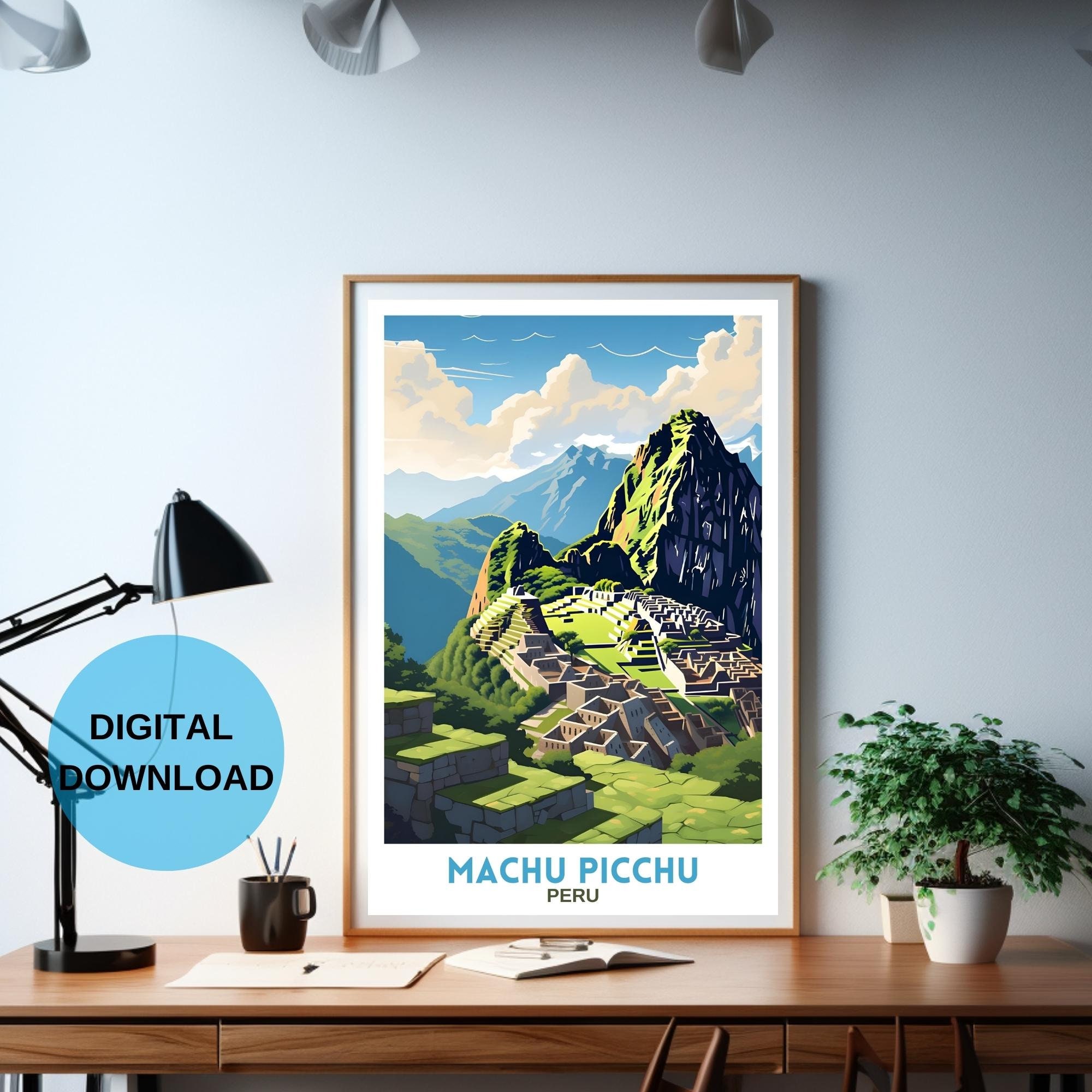 Machu Picchu Digital Art - Dreamy Travel Poster for Home Decor ...