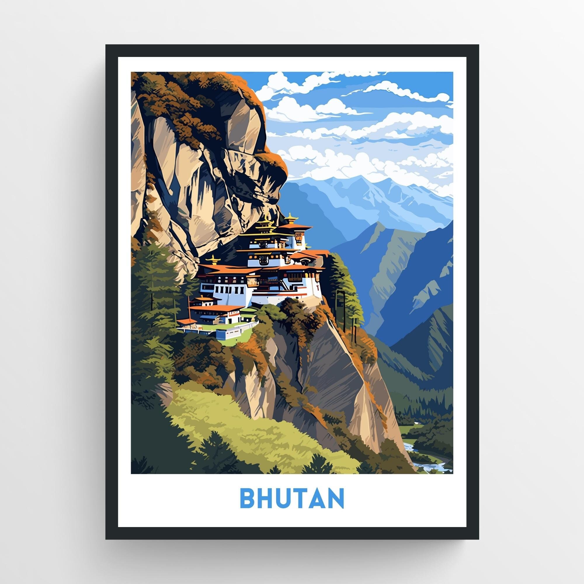 Bhutan Dreamscape Travel Wall Art - Enchanting Bhutan Artwork - Bhutan Travel Poster - Mystical ...
