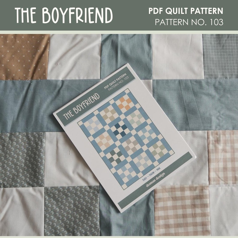 Easy Quilt Pattern PDF | the Boyfriend Quilt Pattern | Beginners Quilt ...