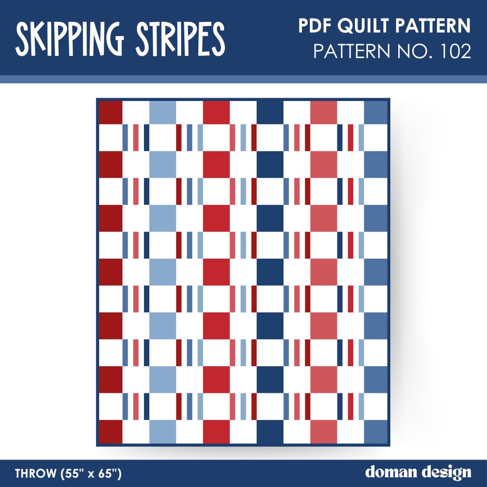 Easy Quilt Pattern PDF | Skipping Stripes Quilt Pattern | Beginners ...