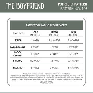 Easy Quilt Pattern PDF | the Boyfriend Quilt Pattern | Beginners Quilt ...