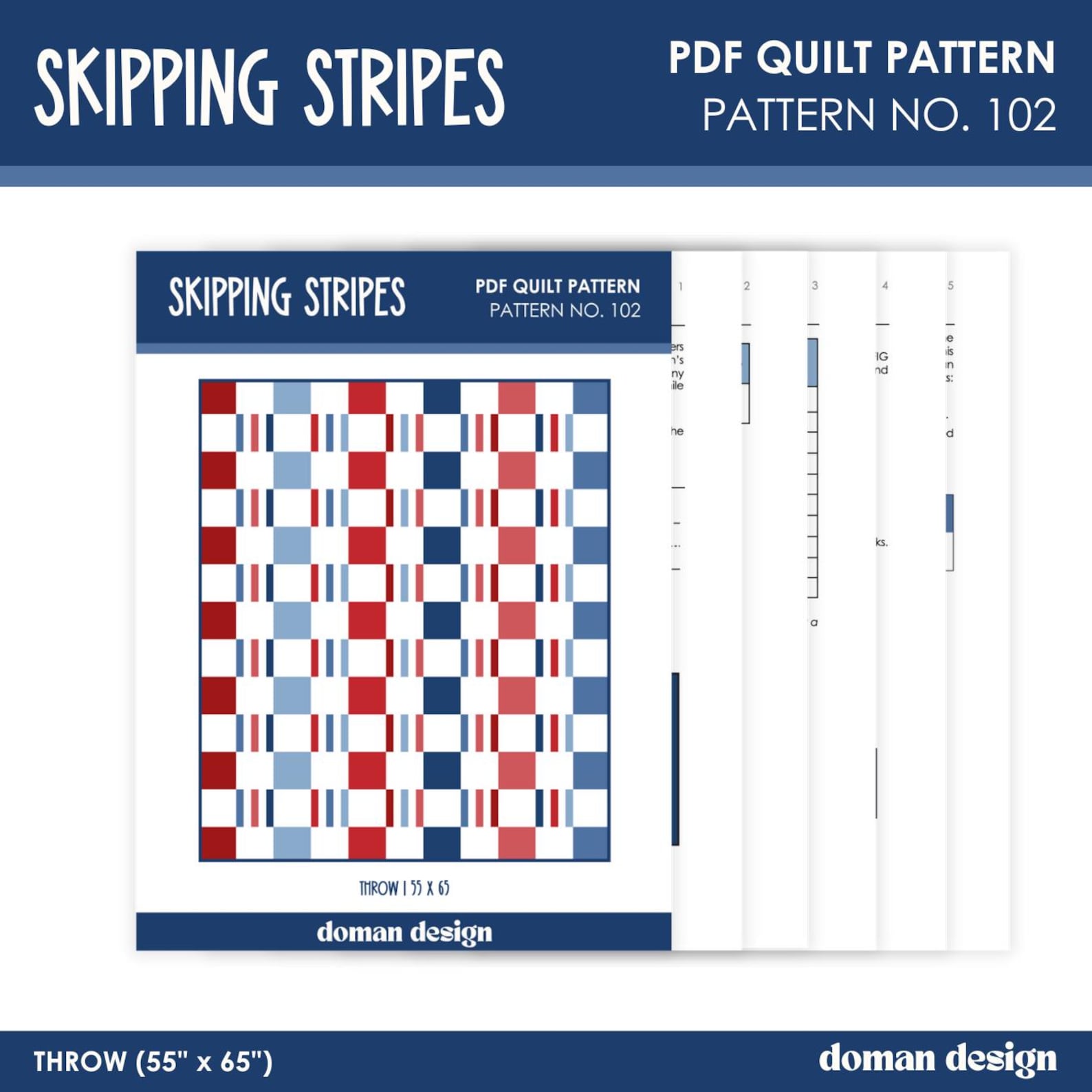 Easy Quilt Pattern PDF | Skipping Stripes Quilt Pattern | Beginners ...