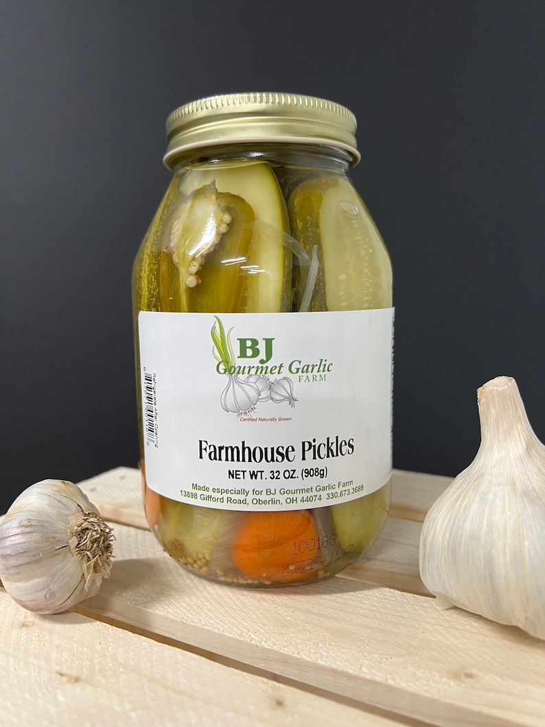 Farmhouse Pickles 32 Ounce Large Jar BJ Gourmet Garlic Farm - Etsy