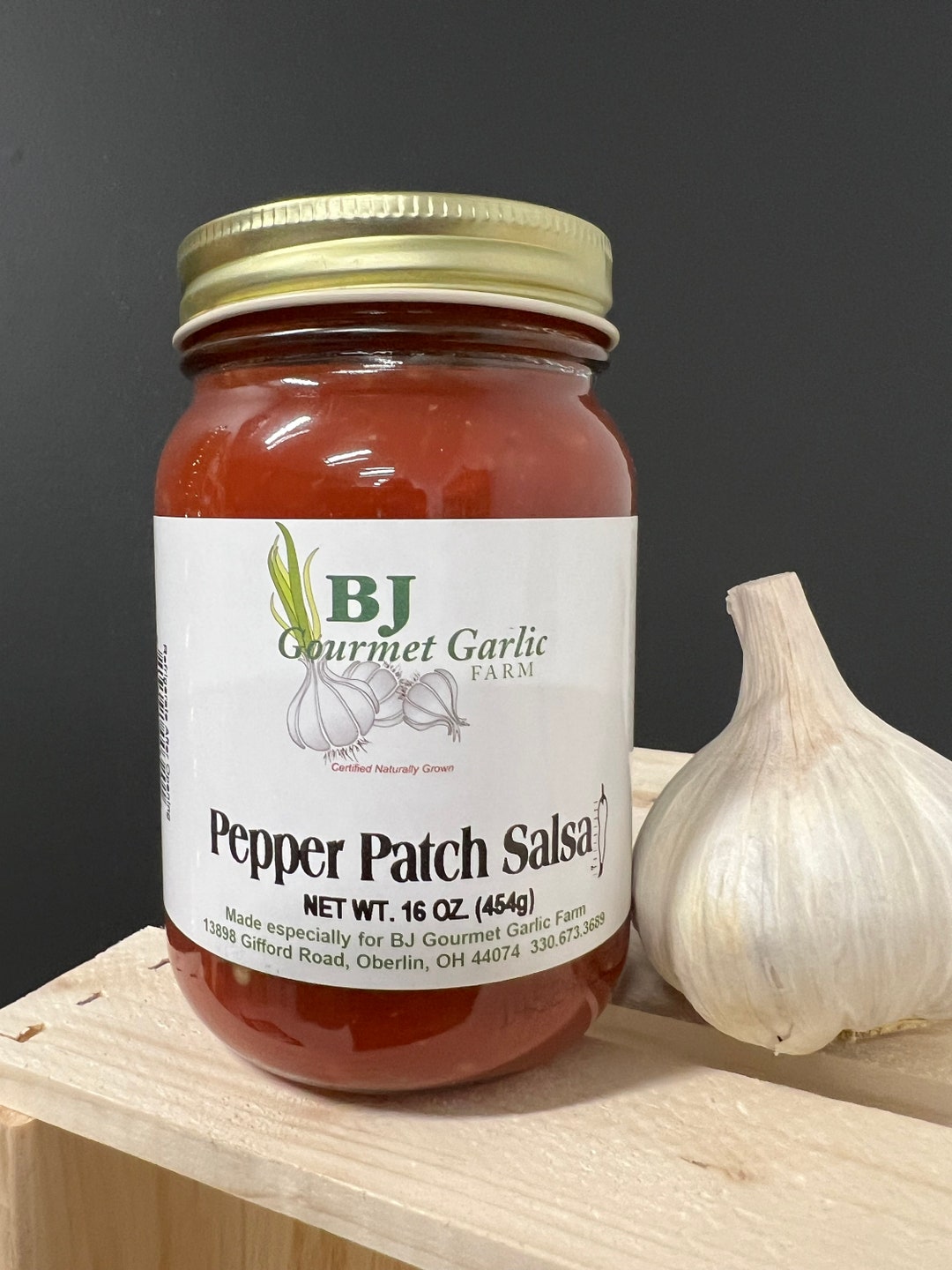 Pepper Patch Salsa 16 Ounce Jar BJ Gourmet Garlic Farm Hot Spicy Snacks ...