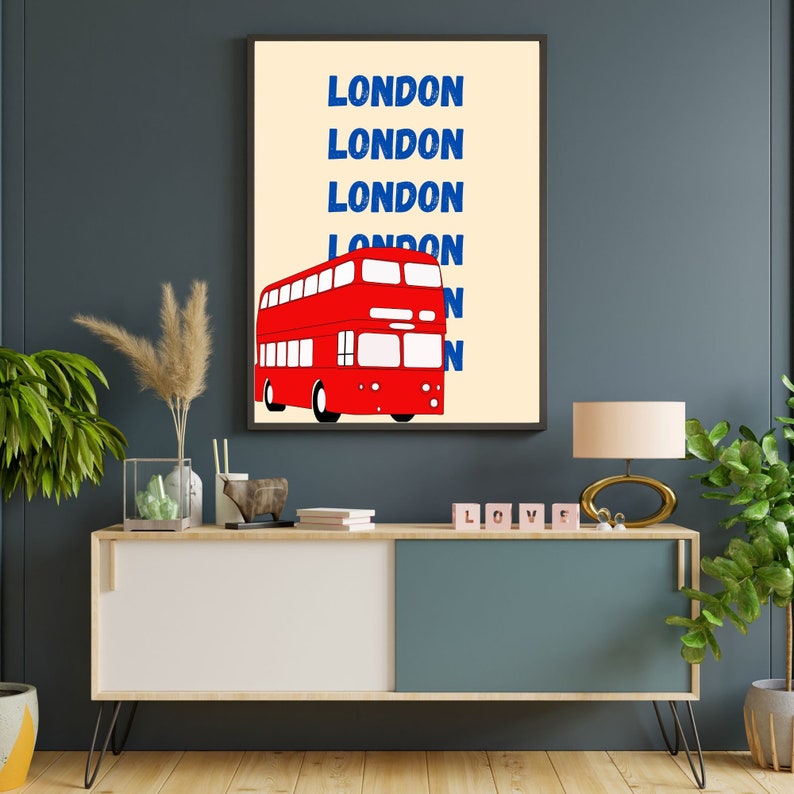 London Digital Print Iconic Double Decker Bus With Stylish 'LONDON ...