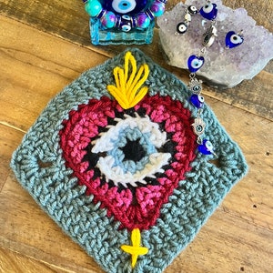 Nazar Heart/evil Eye Amulet Granny Square Crochet Pattern - PDF ...