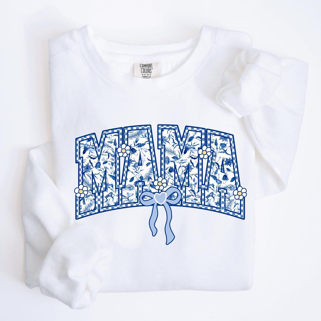 Blue Floral Png, Mama Blue Blue Chinoiserie Floral, Preppy Mama Png ...