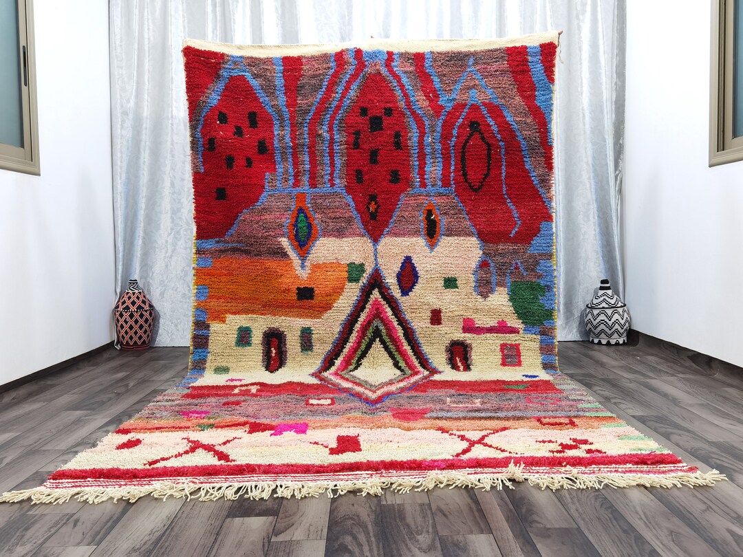 Tapis marocain coloré Tapis berbère personnalisé, tapis en laine ...