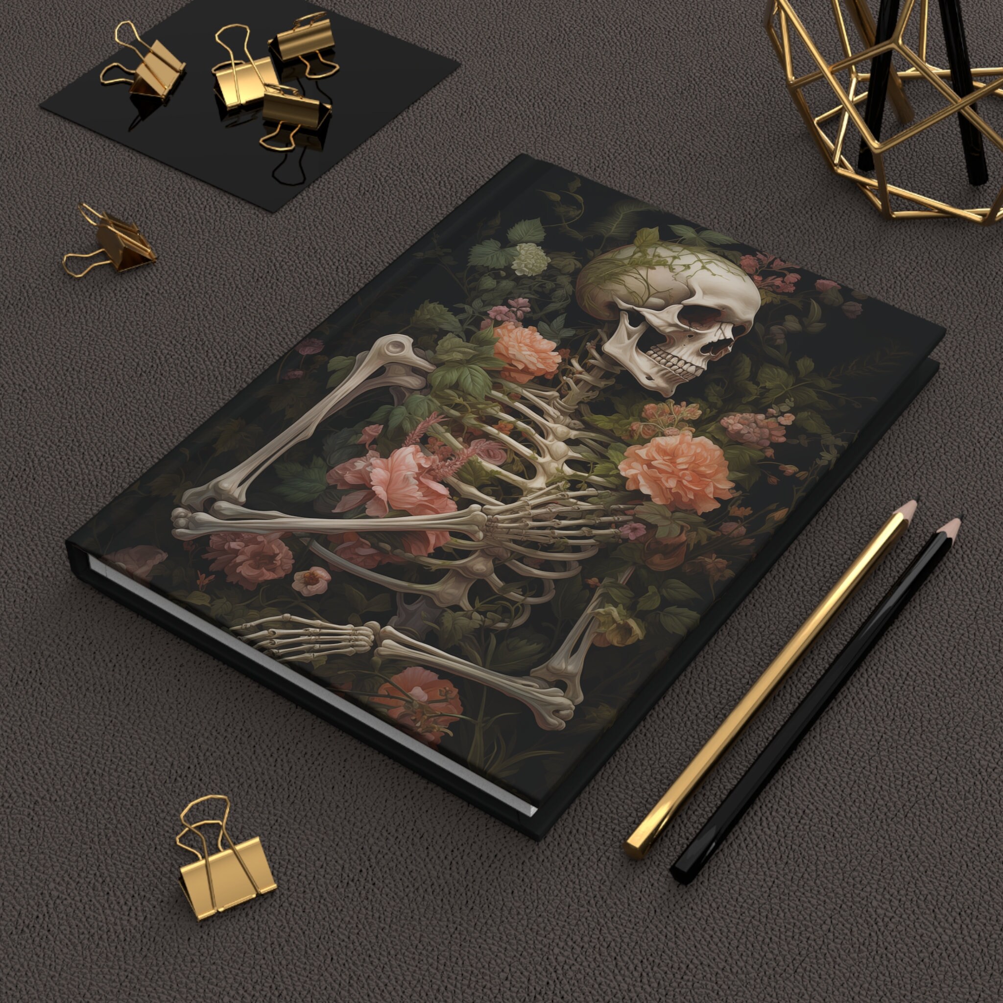 Floral Skeleton Notebook Botanical Vintage Skeleton Gift - Etsy