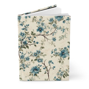 Blue Floral Journal With Vintage Flower Aesthetic Cottagecore Gift ...