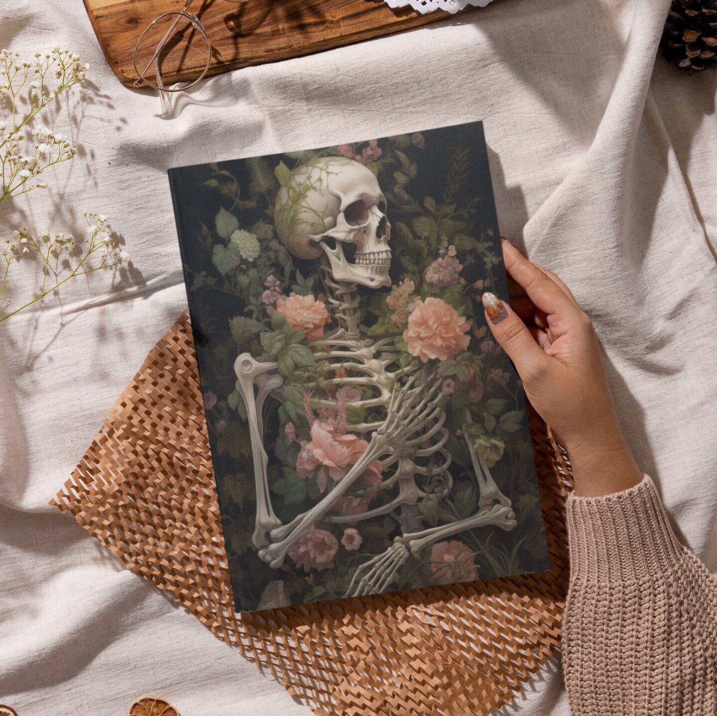 Floral Skeleton Notebook Botanical Vintage Skeleton Gift Hardcover ...