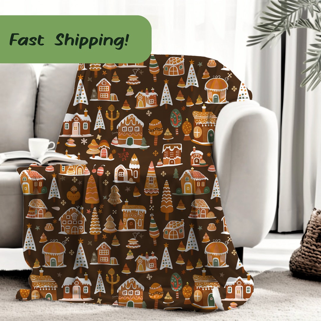 Christmas Blanket Gingerbread Village Fleece Throw Blanket Christmas ...