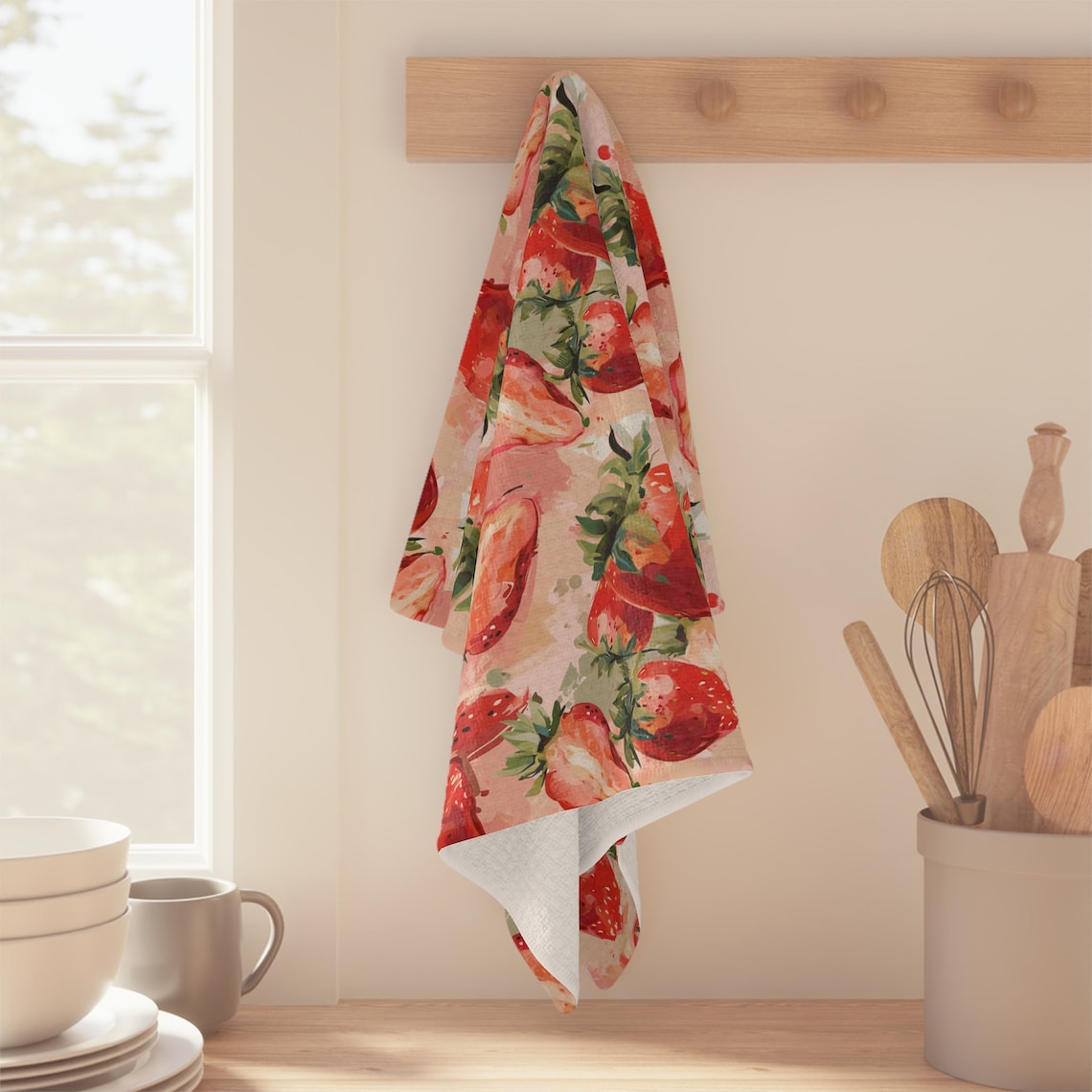 Strawberry Tea Towels Fairycore Kitchen Towel Forestcore Hand Dish Rags ...