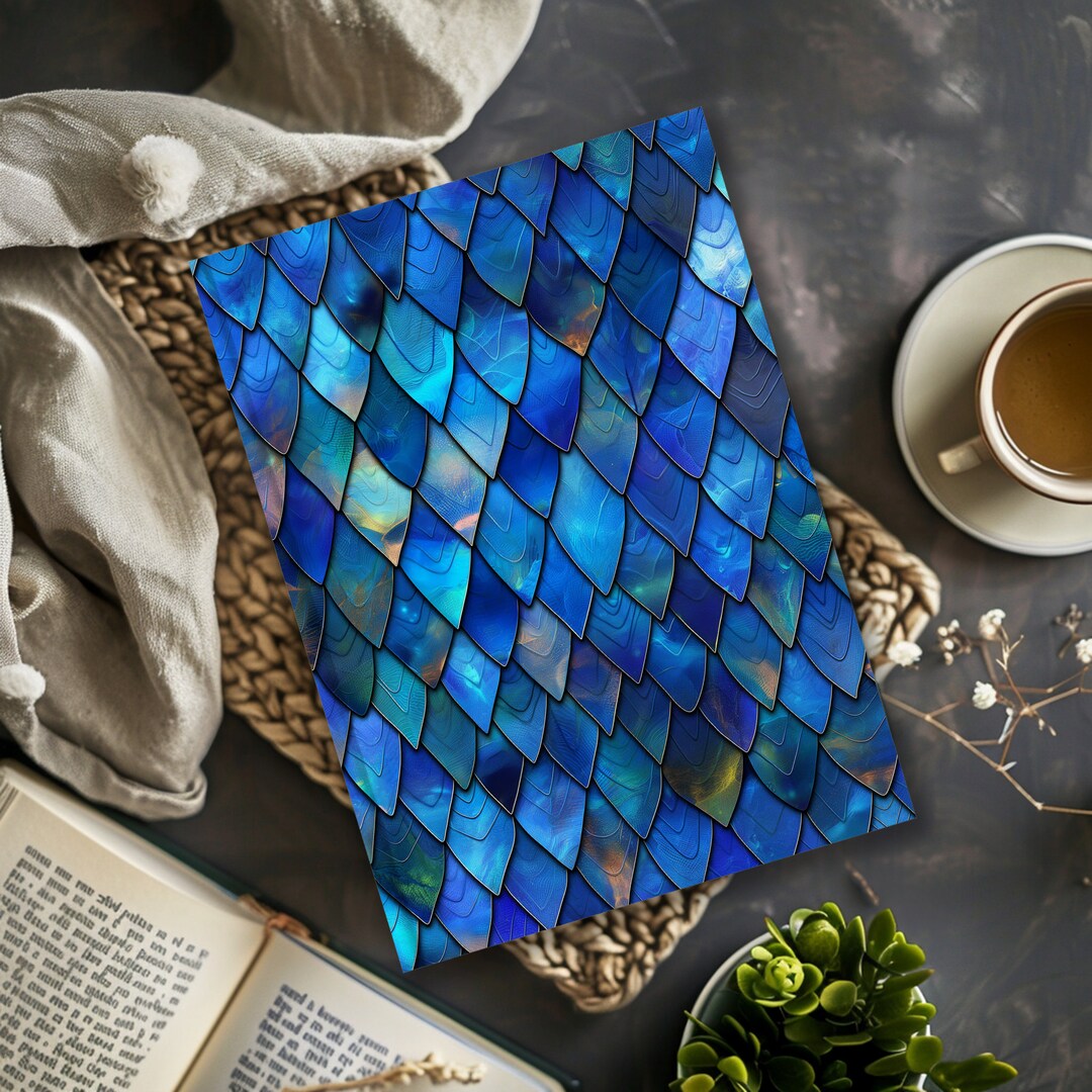 Blue Dragon Scale Journal Faux Stained Glass Gift Hardcover Notebook ...