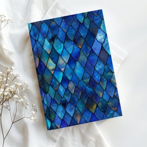 Blue Dragon Scale Journal Faux Stained Glass Gift Hardcover Notebook ...