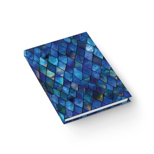 Blue Dragon Scale Journal Faux Stained Glass Gift Hardcover Notebook ...