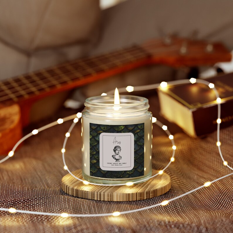 Ares Scented Candle Coconut Apricot Wax Mythology Inspired Gift 4oz ...
