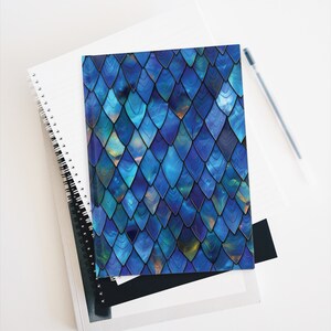 Blue Dragon Scale Journal Faux Stained Glass Gift Hardcover Notebook ...