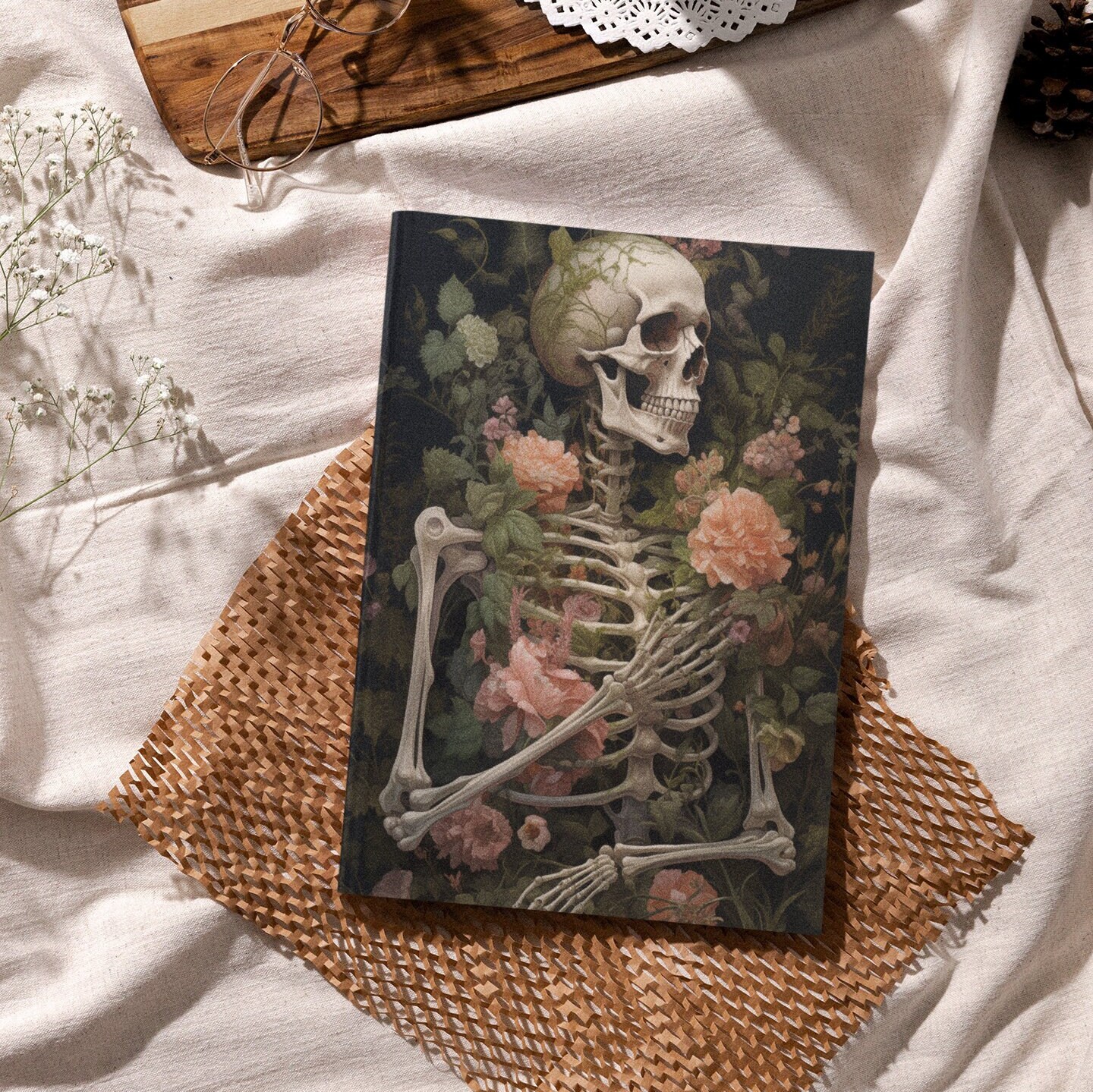 Floral Skeleton Notebook Botanical Vintage Skeleton Gift Hardcover ...