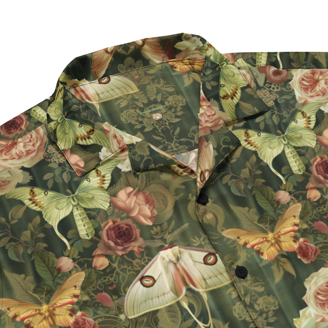 Unisex Green Moth Shirt Lunar Moth Button Shirt Nature-inspired ...