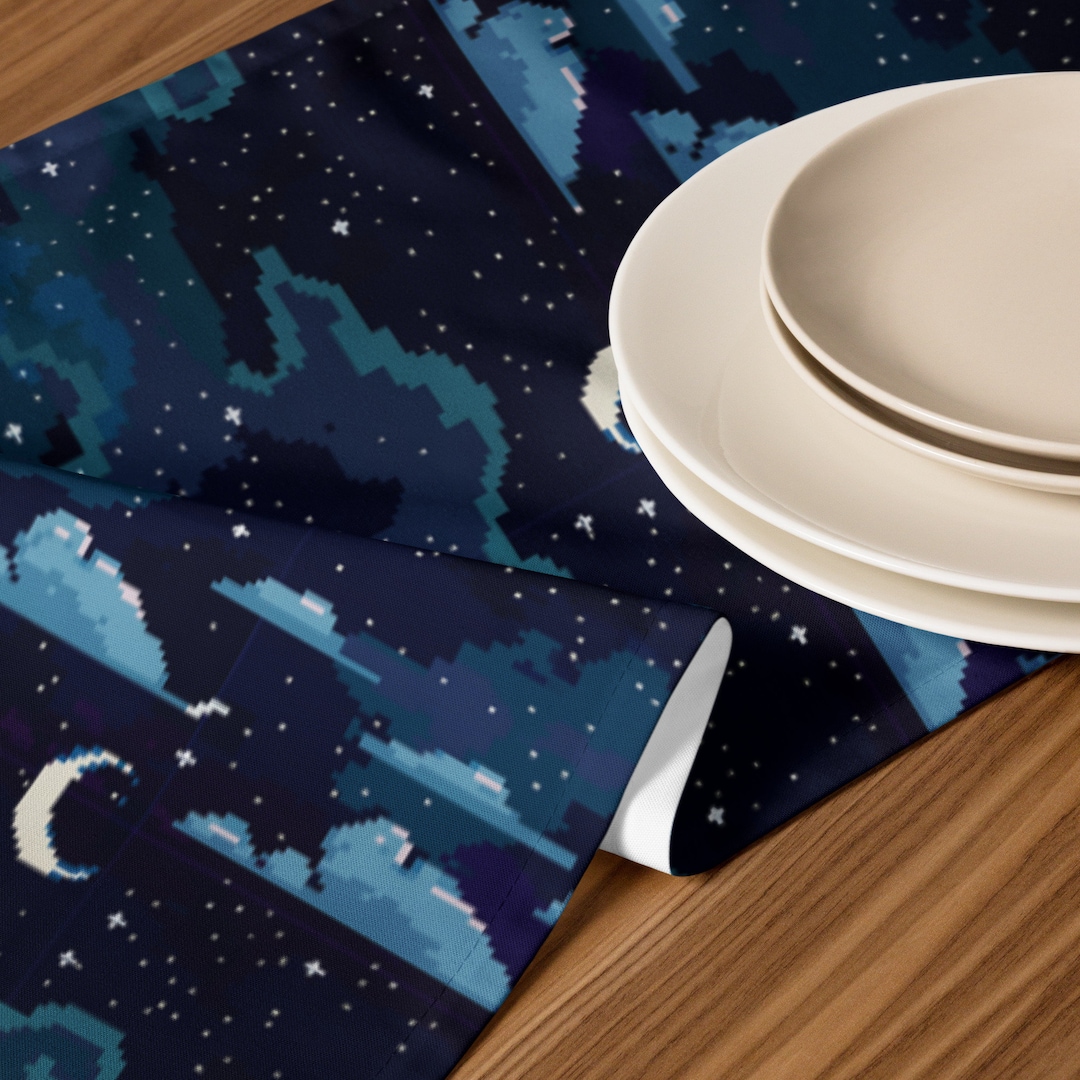 Night Sky Table Runner Pixel Art Celestial Table Cloth - Etsy
