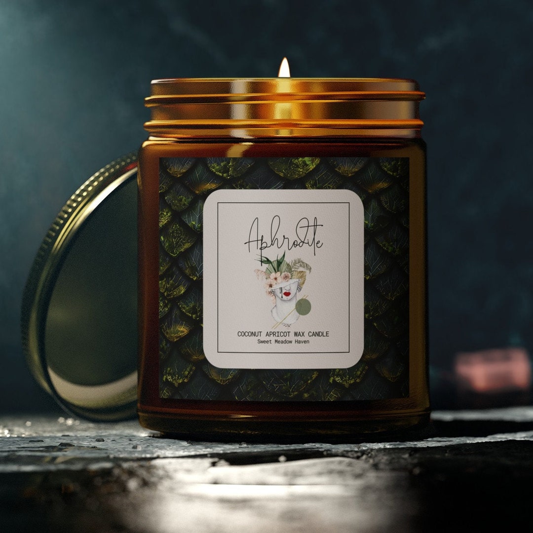 Aphrodite Scented Candle Coconut Apricot Wax, Greek Mythology Inspired ...