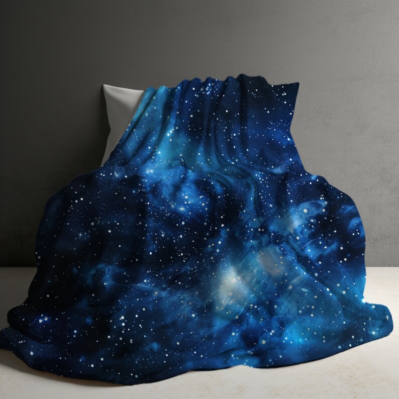 Blue Celestial Blanket Fantasy Galaxy Blanket Cozy Velveteen Throw Space Blanket Gift - Etsy