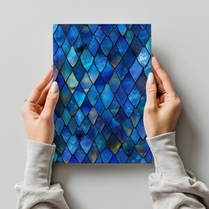 Blue Dragon Scale Journal Faux Stained Glass Gift Hardcover Notebook ...