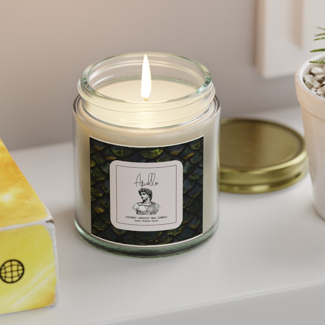 Apollo Scented Candle Coconut Apricot Wax, Mythology Inspired Gift ...