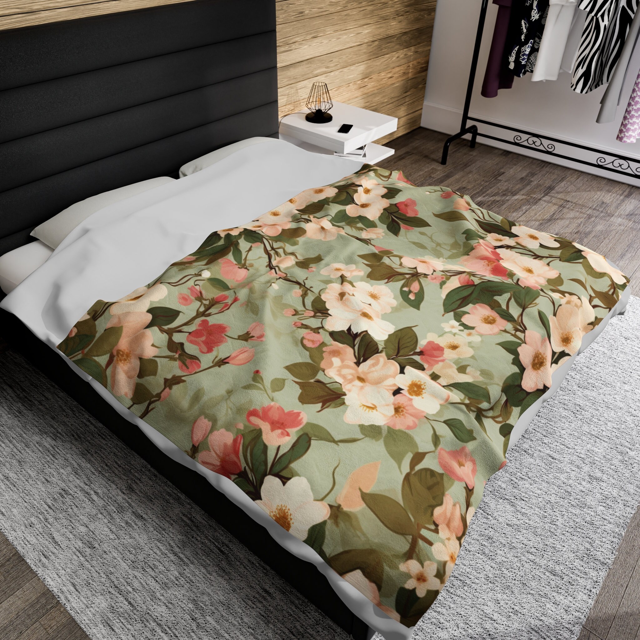 Cottagecore Blanket Soft Fuzzy Blanket Cozy Velveteen Throw Flower ...