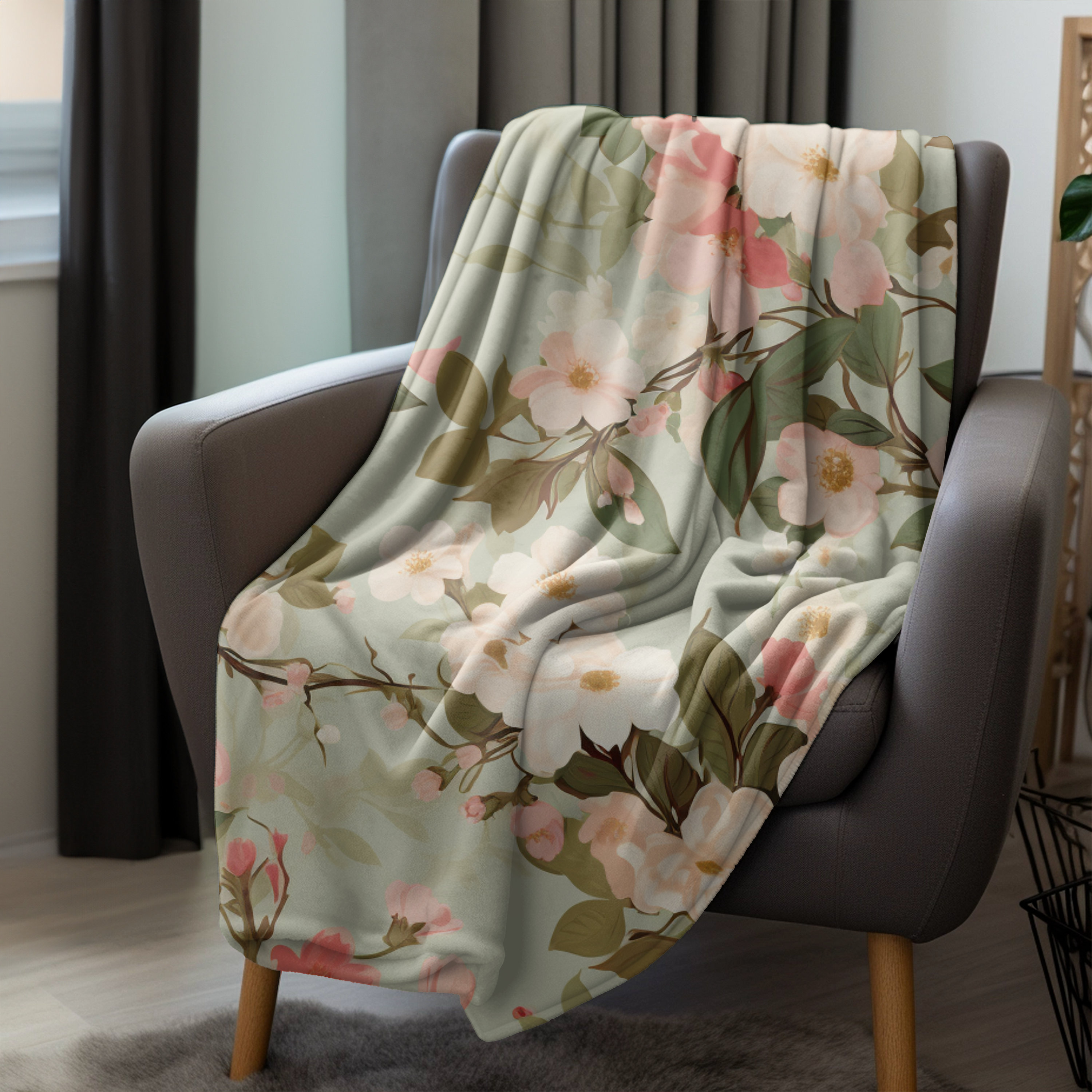 Cottagecore Blanket Soft Fuzzy Blanket Cozy Velveteen Throw Flower ...