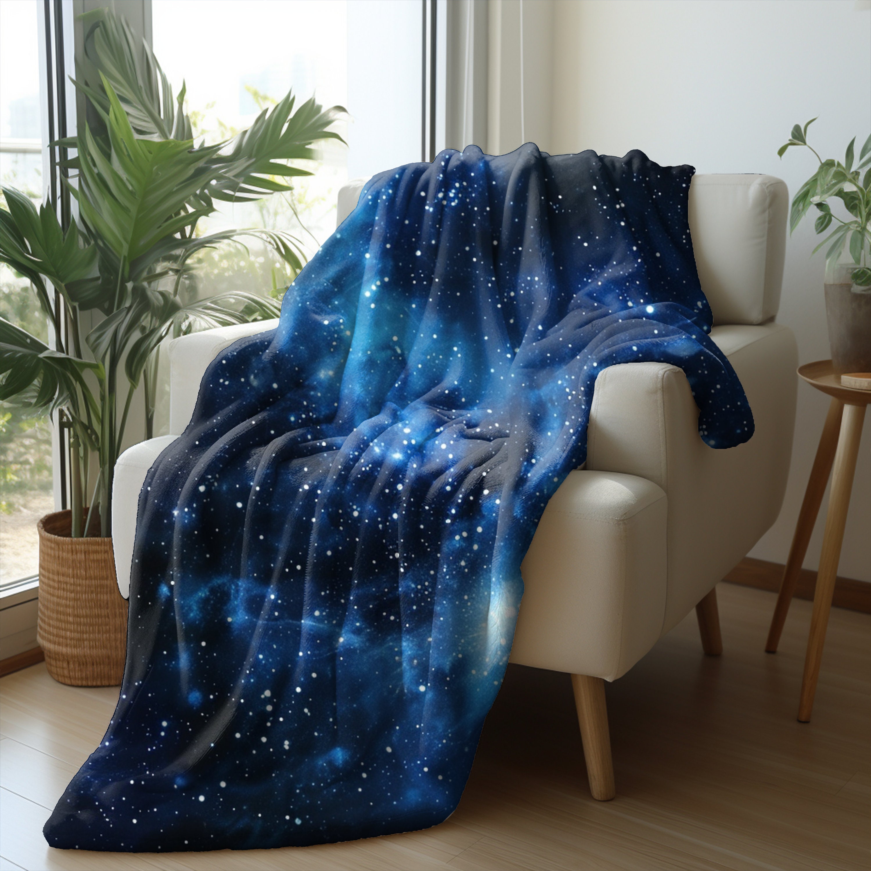 Blue Celestial Blanket Fantasy Galaxy Blanket Cozy Velveteen Throw Space Blanket Gift - Etsy