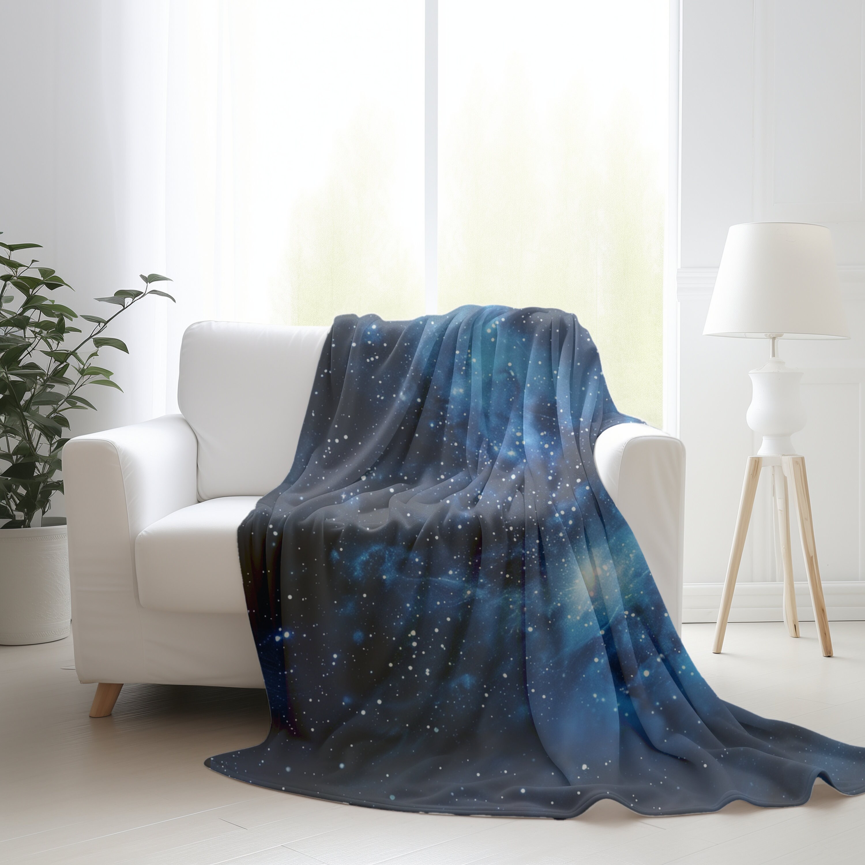Blue Celestial Blanket Fantasy Galaxy Blanket Cozy Velveteen Throw Space Blanket Gift - Etsy