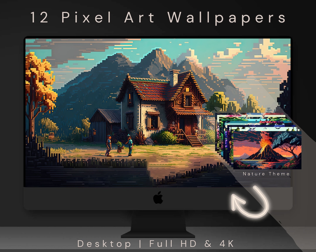 Pixel Art Desktop Wallpapers 12 Digital Backgrounds of Pixel Art Nature ...