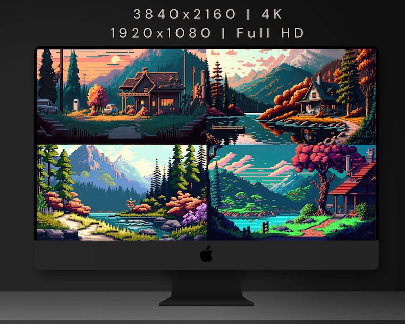 Pixel Art Desktop Wallpapers 12 Digital Backgrounds of Pixel Art Nature ...