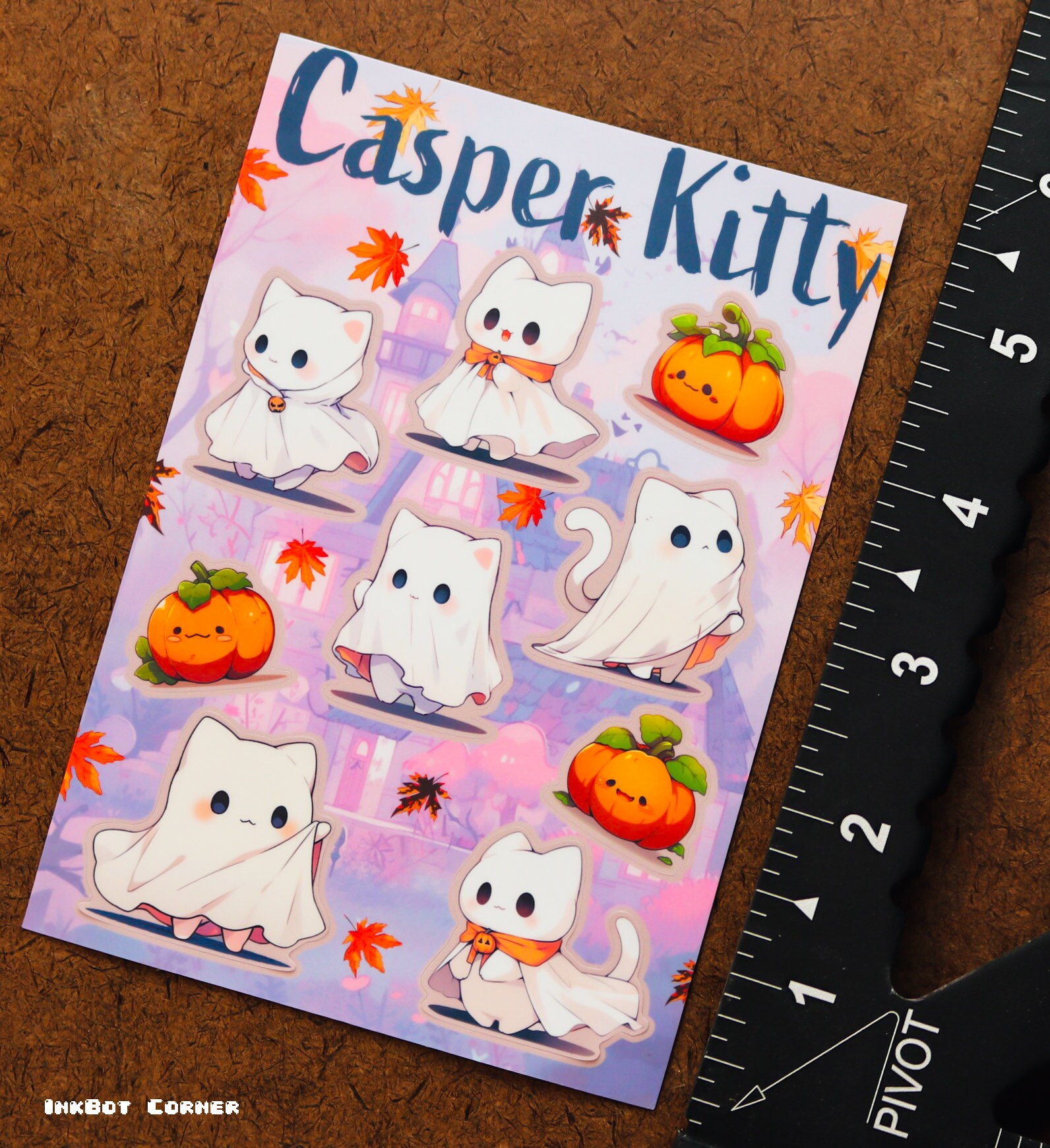 Cat Ghost Sticker Sheet Casper Kitty Sticker Sheet Ghost Cat - Etsy