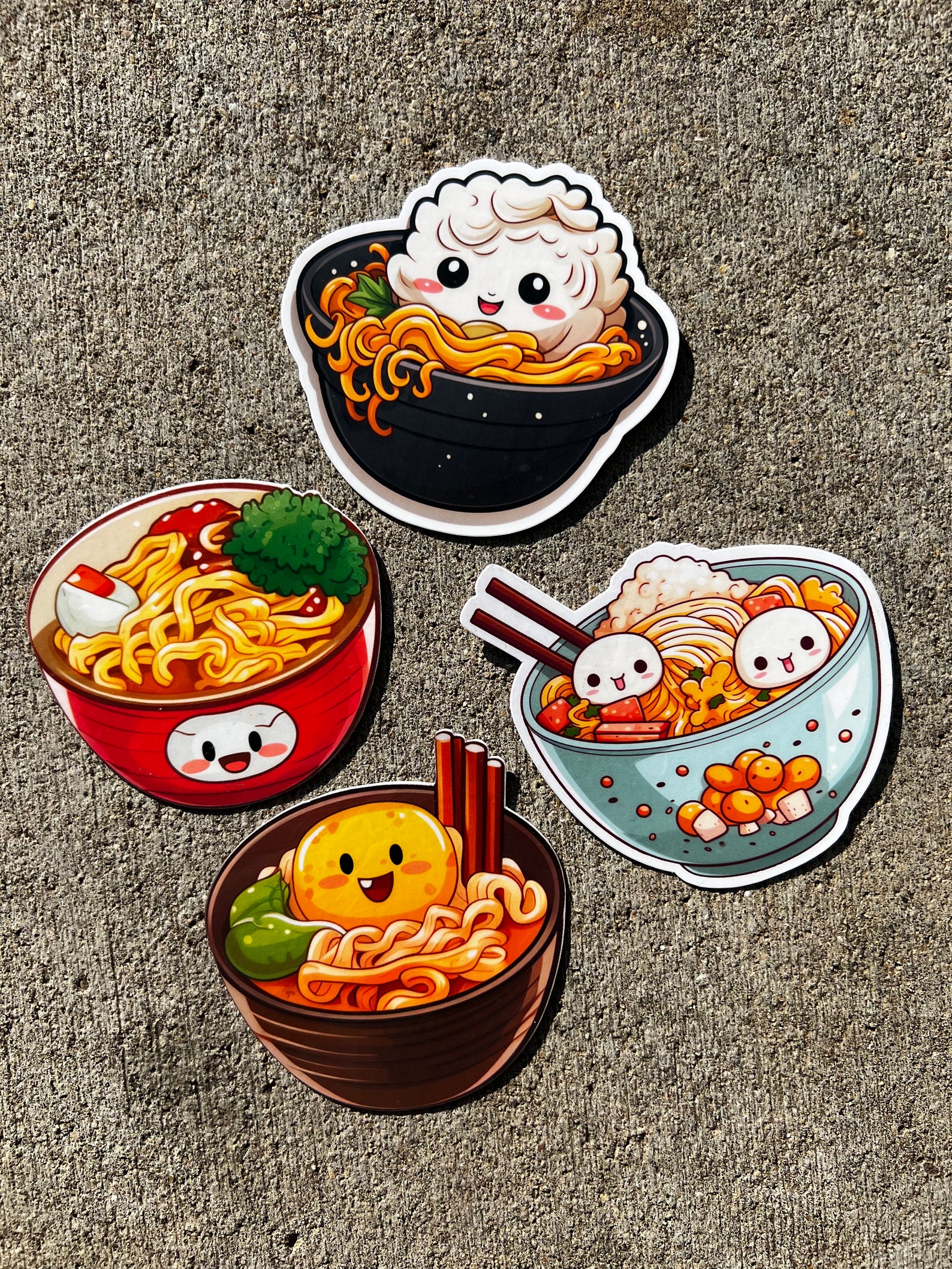 Kawaii Ramen Bowl Sticker Pack Cute Fun Stickers Stickers Pack of 4 ...
