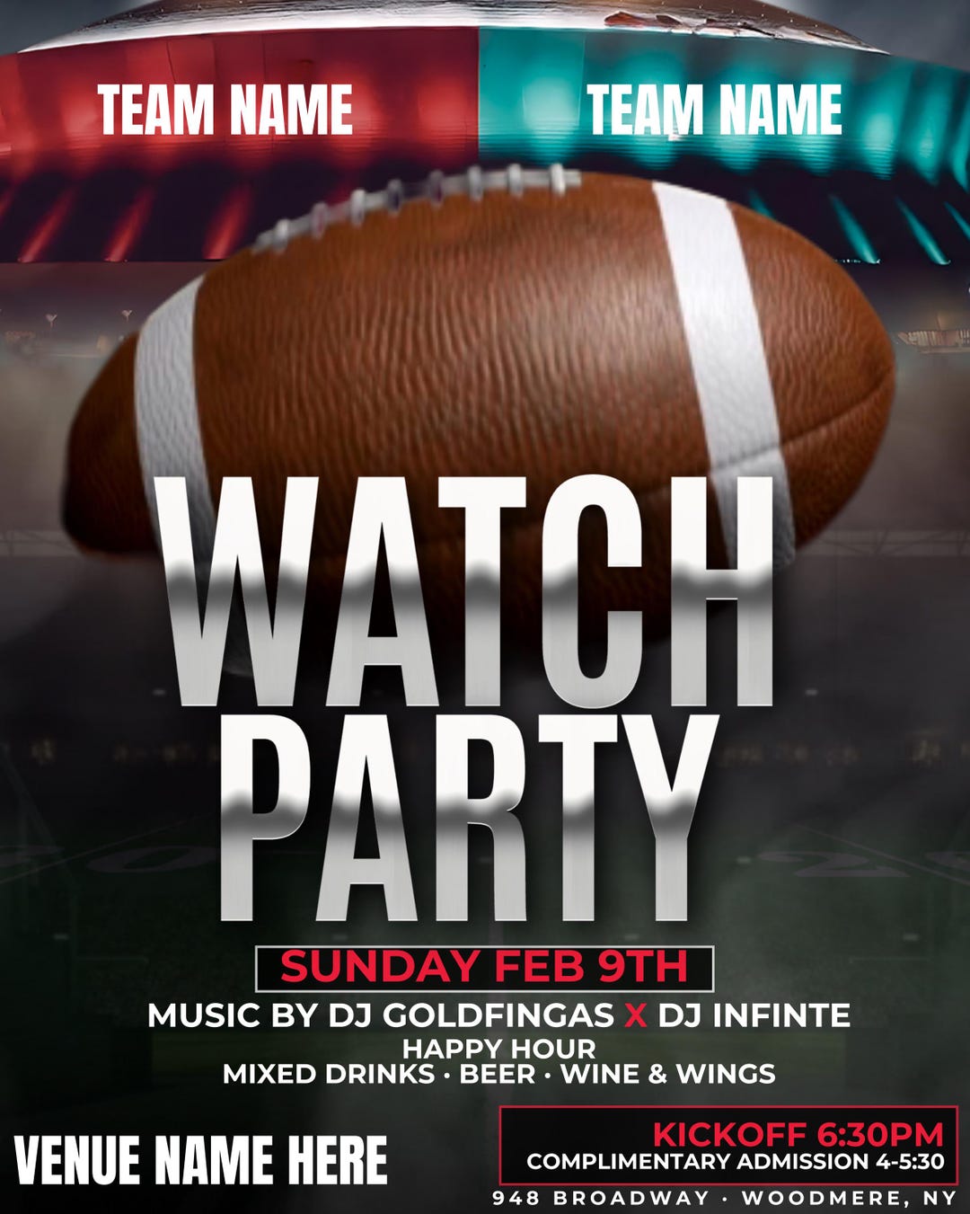 Editable Canva Motion Watch Party Club Flyer Editable Football Watch ...