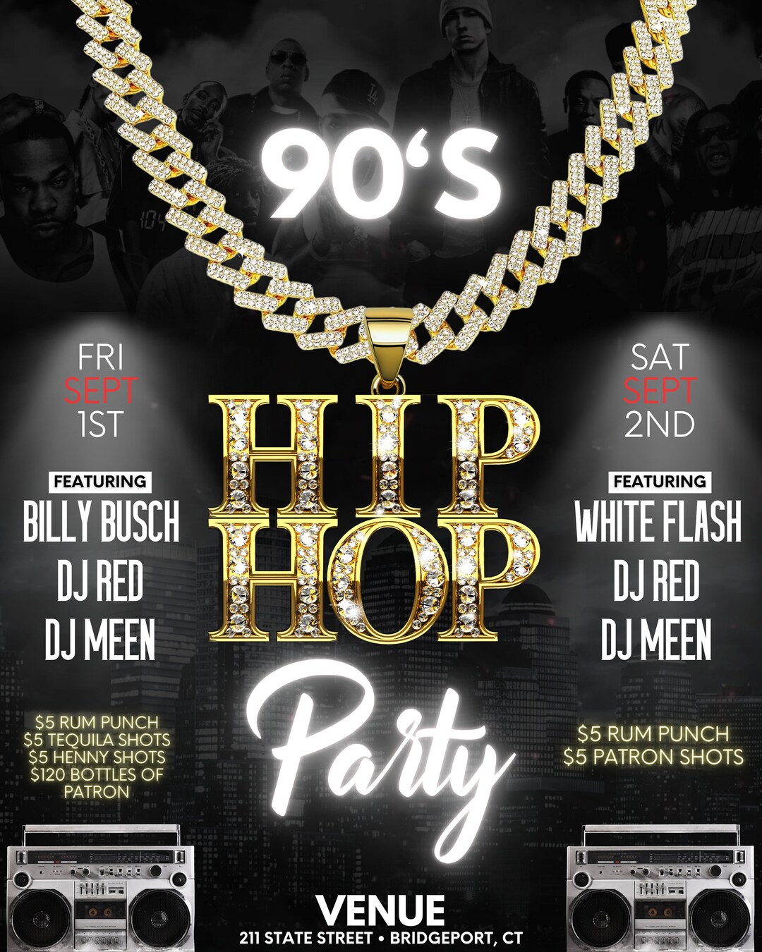 Editable Motion/animated Club Flyer Canva Template R&B Throwback 90's ...