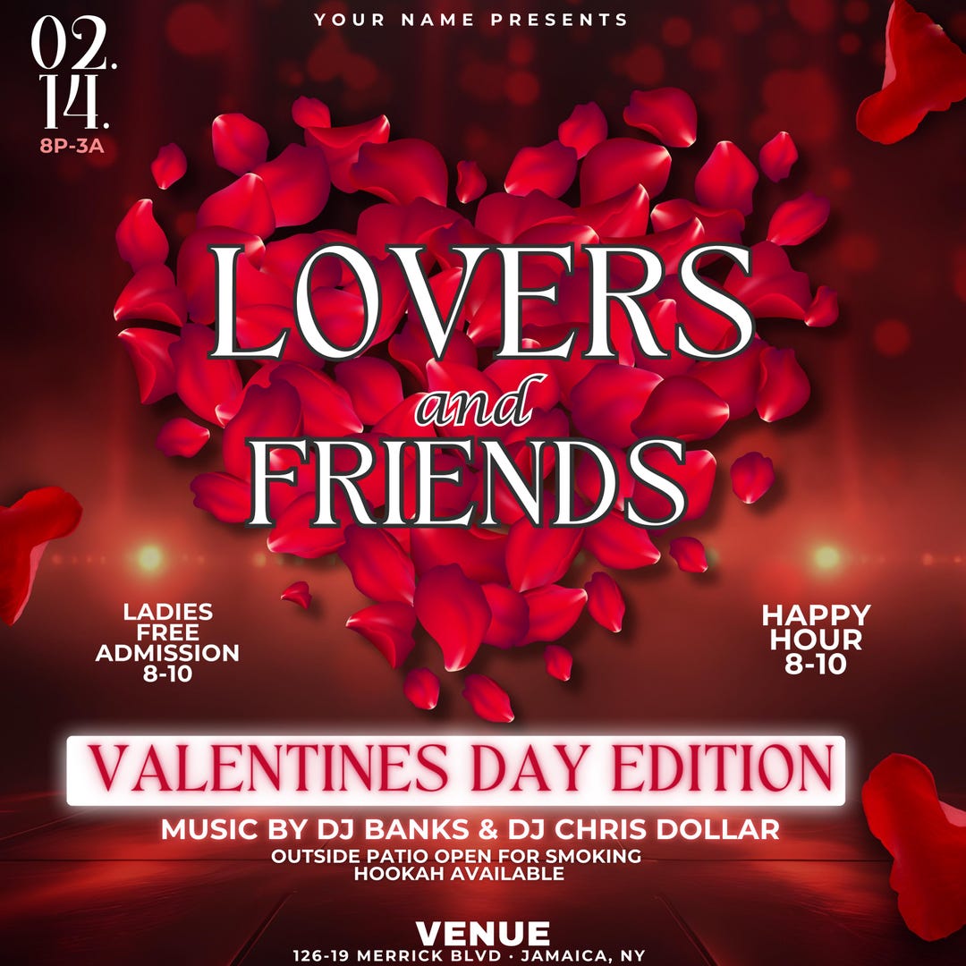 Animated Valentines Day Club Flyer: Lovers & Friends (canva Template ...