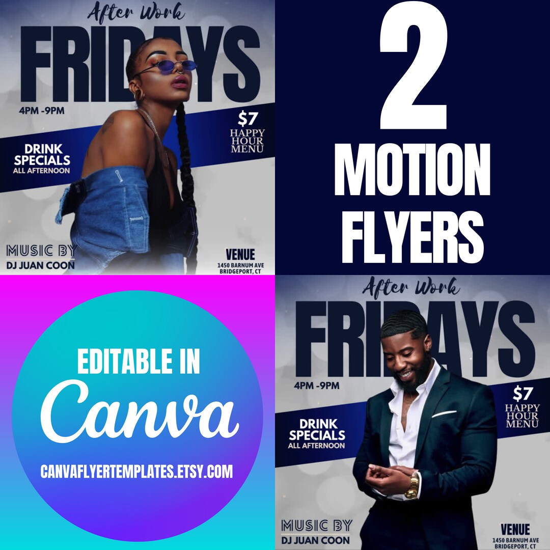 Bundle of Two Editable Motion/animated Club Flyer Canva Template After ...