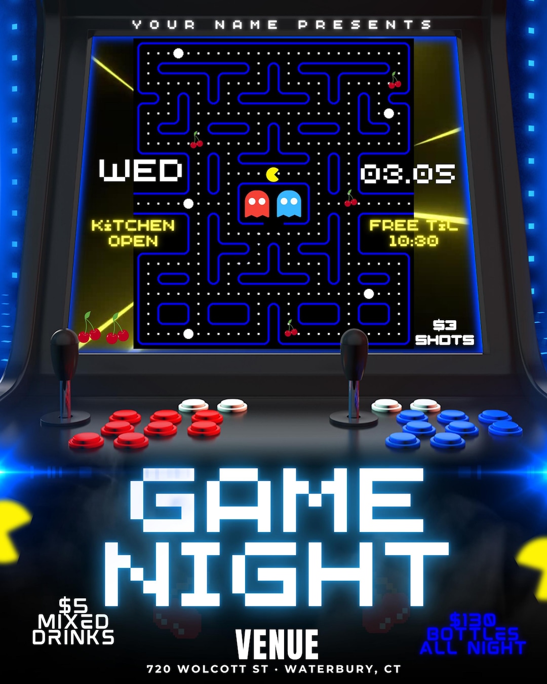 Editable Canva Animated Motion Flyer Template Game Night Video Game ...