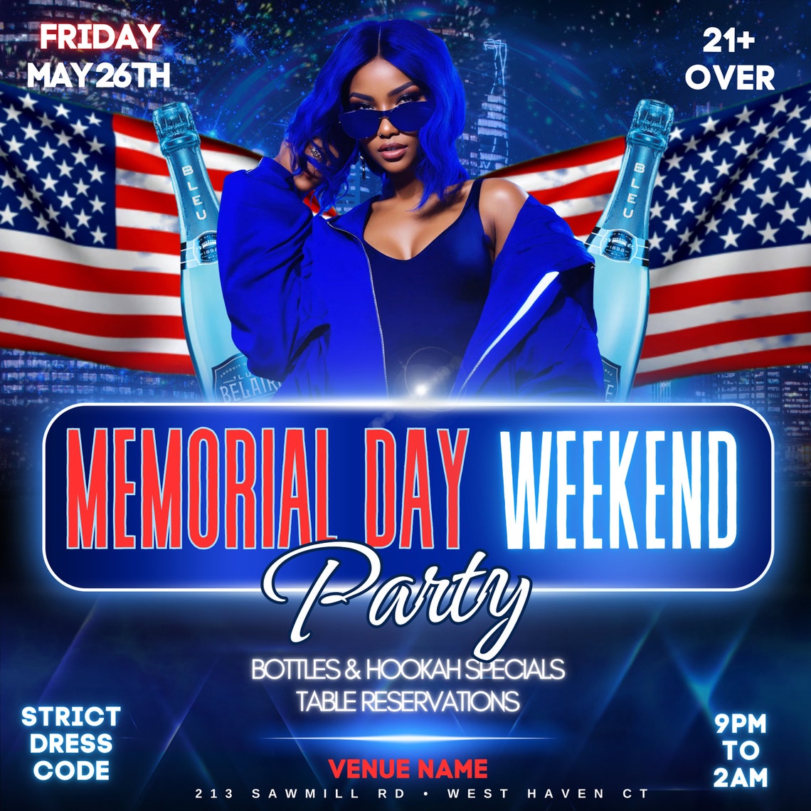 Editable Motion/animated Memorial Day, 4th of July, Club Flyer Canva ...